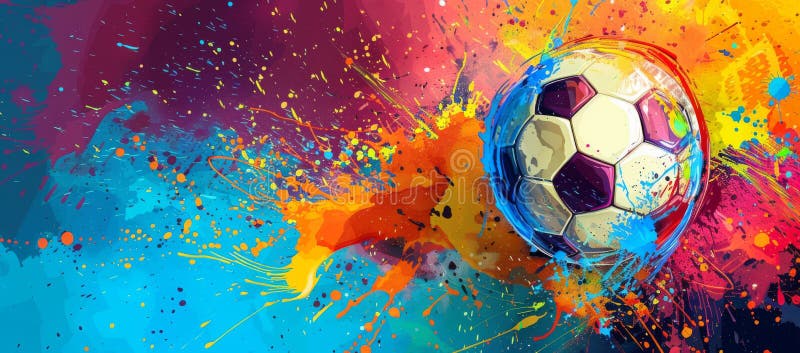 Soccer Ball with Color Splash Paint. Generative AI Stock Illustration ...
