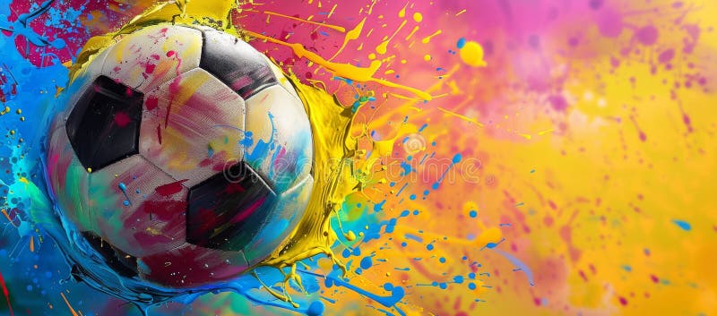 Soccer Ball with Color Splash Paint. Generative AI Stock Illustration ...