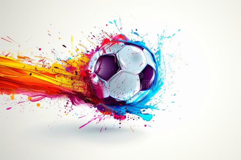 Soccer Ball with Color Splash Paint. Generative AI Stock Illustration ...