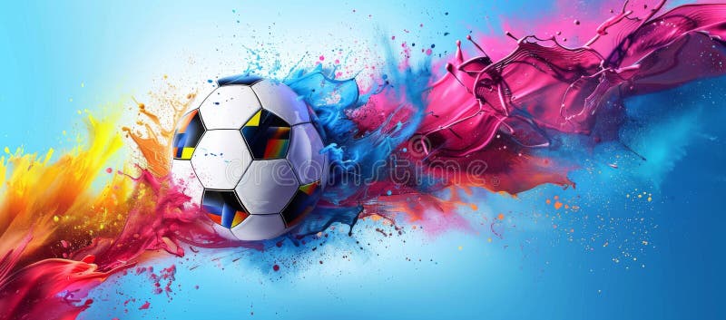 Soccer Ball with Color Splash Paint. Generative AI Stock Illustration ...