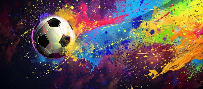 Soccer Ball with Color Splash Paint. Generative AI Stock Illustration ...