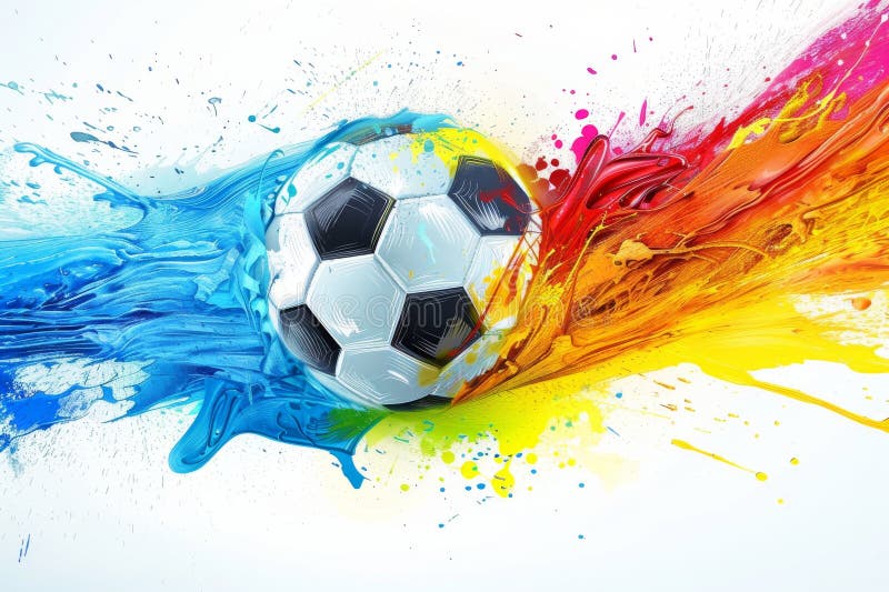 Soccer Ball with Color Splash Paint. Generative AI Stock Illustration ...