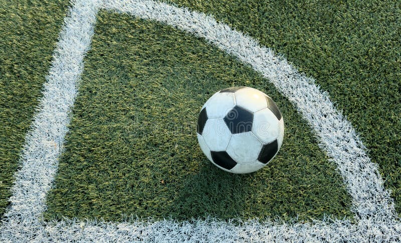 Soccer Ball on Corner Point Stock Photo - Image of equipment, white ...
