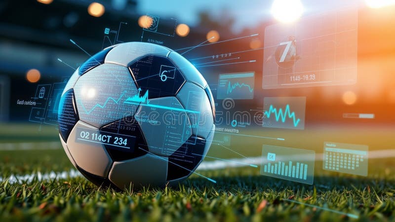Soccer Ball with Digital Data Overlay Stock Illustration - Illustration ...