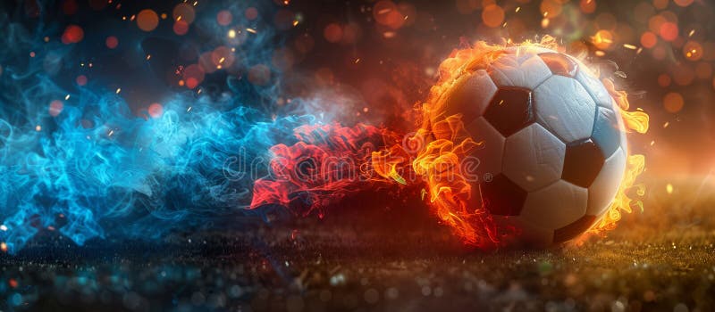 A Soccer Ball is Engulfed by Flames and Submerged in Water Stock Photo ...