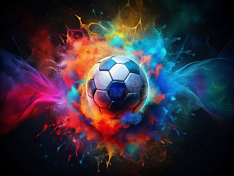 Soccer Ball Exploding with Colorful Paint Splatter Stock Vector ...