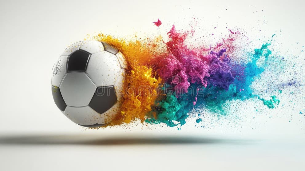Soccer Ball Exploding with Vibrant Colors in Dynamic Motion Stock Image ...