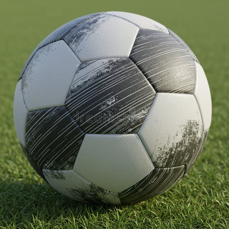 Soccer Ball Featuring a Dynamic Black and White Design with Streaked ...