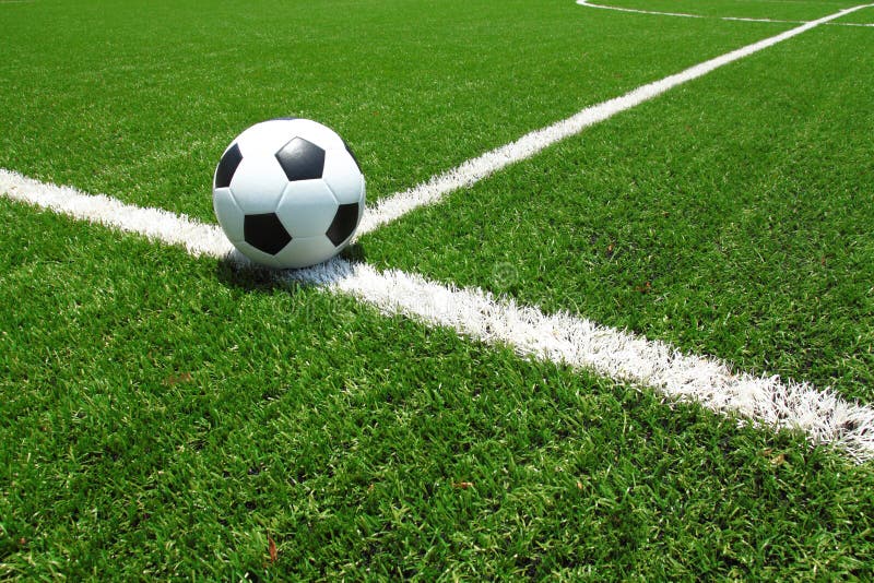 Soccer ball on field stock photo. Image of tartan, ball - 24958664