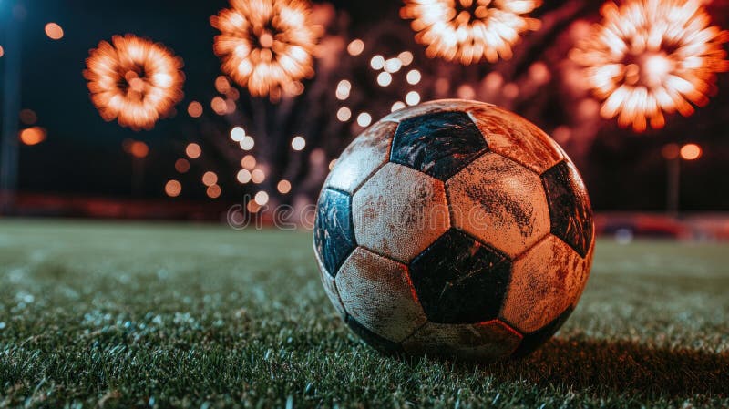 Soccer Ball Field Fireworks Display Background Stock Photos - Free ...