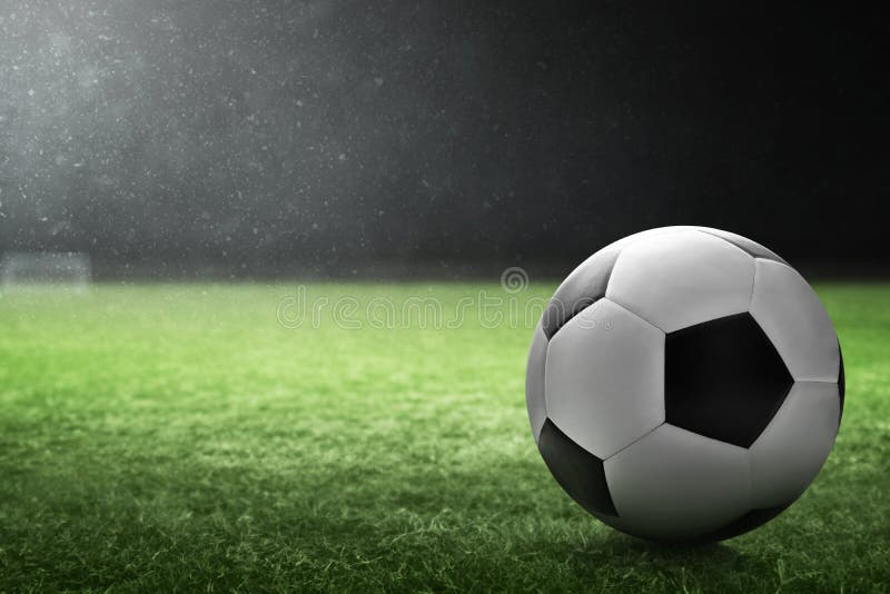 Soccer ball on the fields stock image. Image of black - 260315421