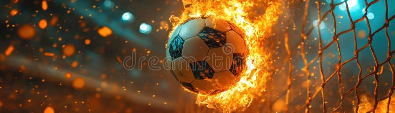 A Soccer Ball is on Fire and is in the Air Stock Image - Image of ...
