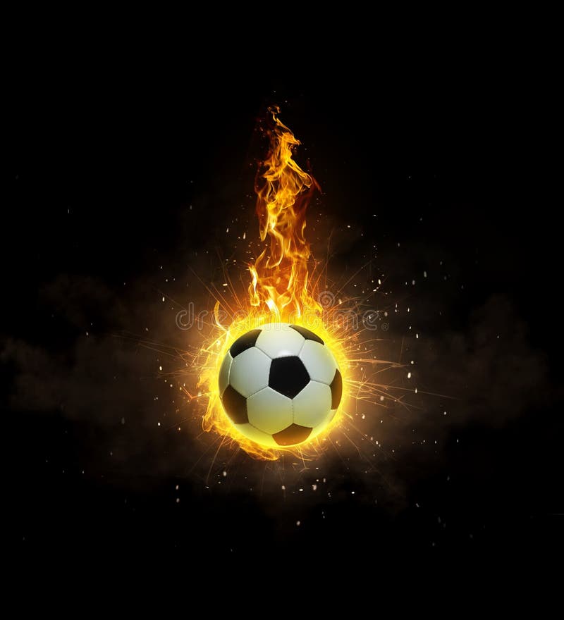 Soccer Ball, on Fire on Black Background Stock Illustration ...