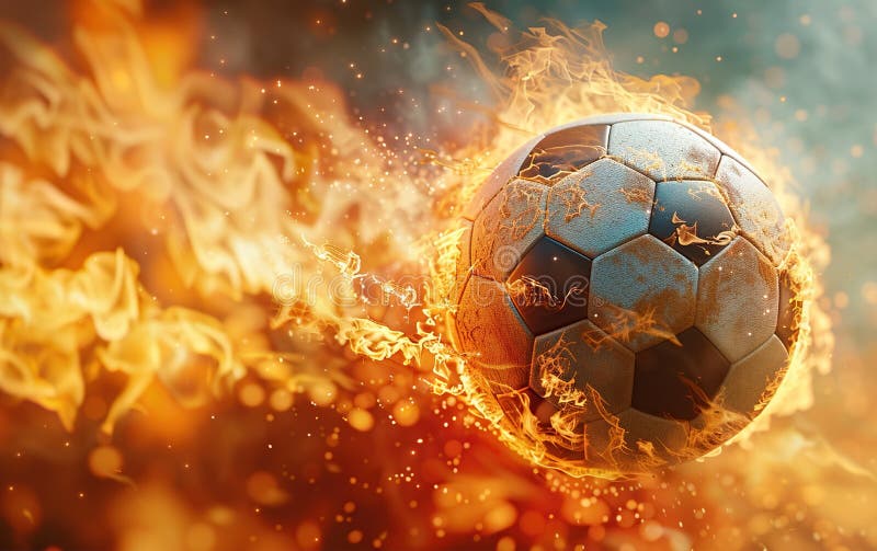 Soccer Ball on Fire, Burning in Flames. Generative Ai Stock Photo ...