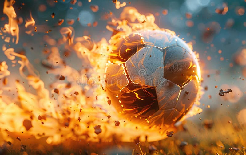 Soccer Ball on Fire, Burning in Flames. Generative Ai Stock Image ...