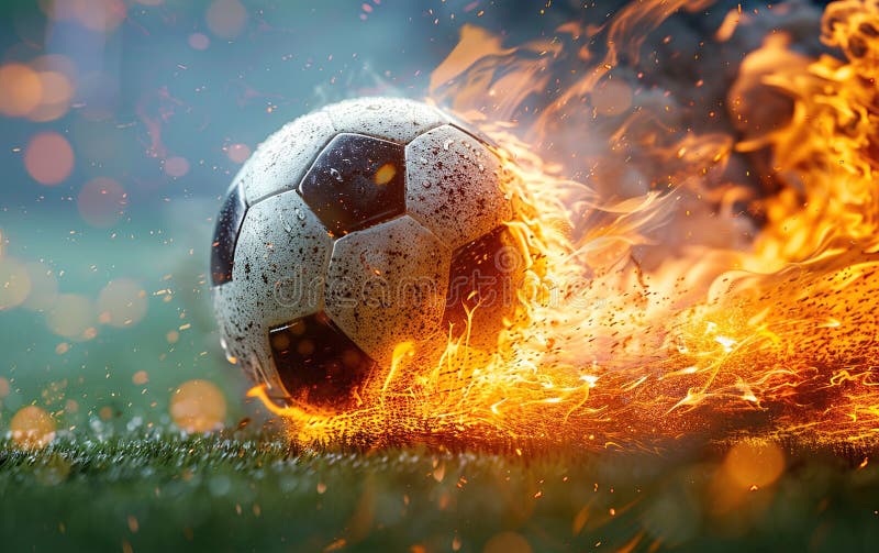 Soccer Ball on Fire, Burning in Flames. Generative Ai Stock Photo ...