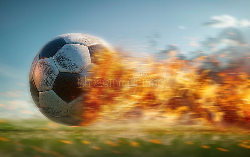 Soccer Ball on Fire, Burning in Flames. Generative Ai Stock Image ...