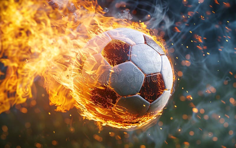 Soccer Ball on Fire, Burning in Flames. Generative Ai Stock Photo ...