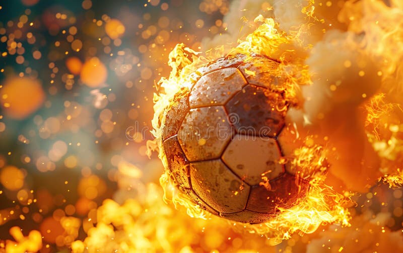 Soccer Ball on Fire, Burning in Flames. Generative Ai Stock Image ...