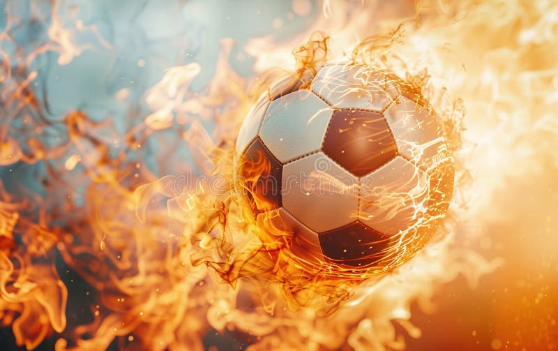 Soccer Ball on Fire, Burning in Flames. Generative Ai Stock Photo ...
