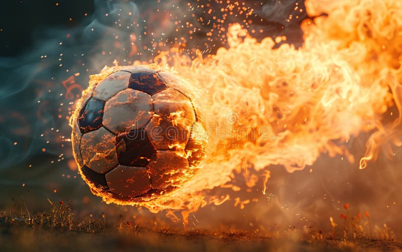 Soccer Ball on Fire, Burning in Flames. Generative Ai Stock Photo ...