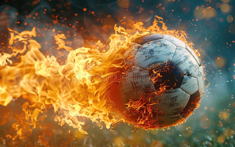 Soccer Ball on Fire, Burning in Flames. Generative Ai Stock Image ...