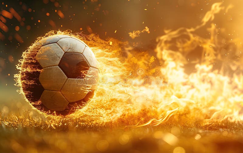 Soccer Ball on Fire, Burning in Flames. Generative Ai Stock Photo ...