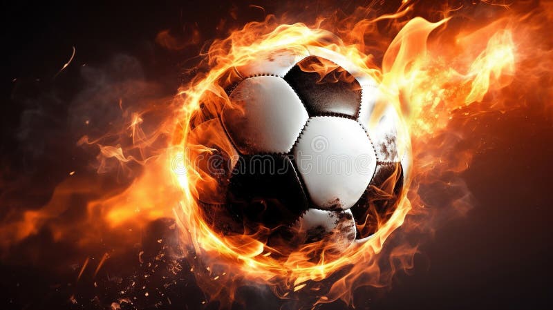 Soccer Ball on Fire on a Dark Background. Stock Illustration ...