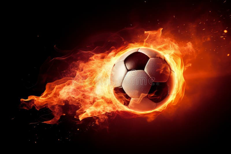Soccer Ball Fire Flame. Generate Ai Stock Illustration - Illustration ...