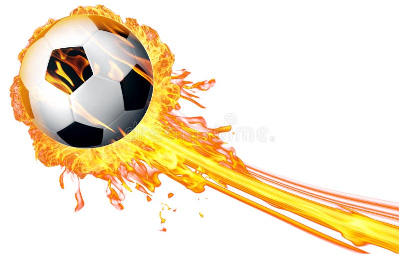 Soccer ball in fire flames stock illustration. Illustration of brazil ...