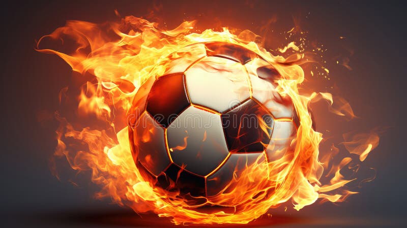 Soccer ball in fire flames stock illustration. Illustration of glowing ...