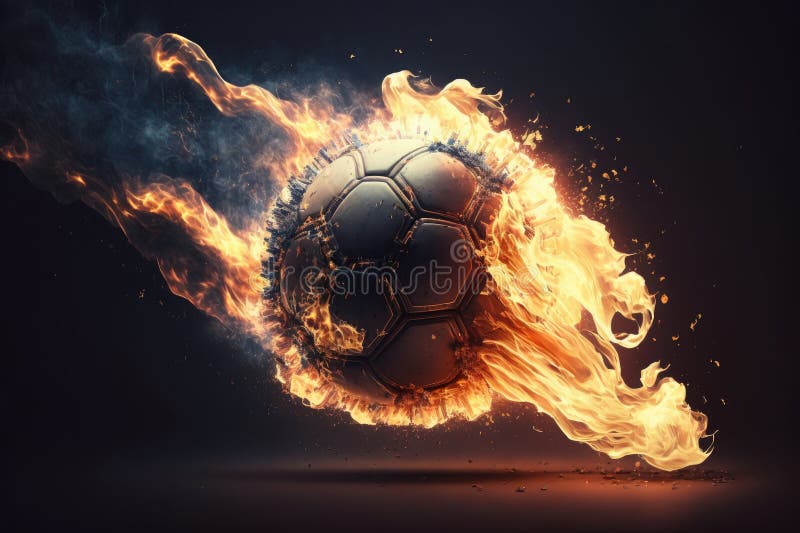 Soccer Ball on Fire. Illustration AI Generative Stock Illustration ...