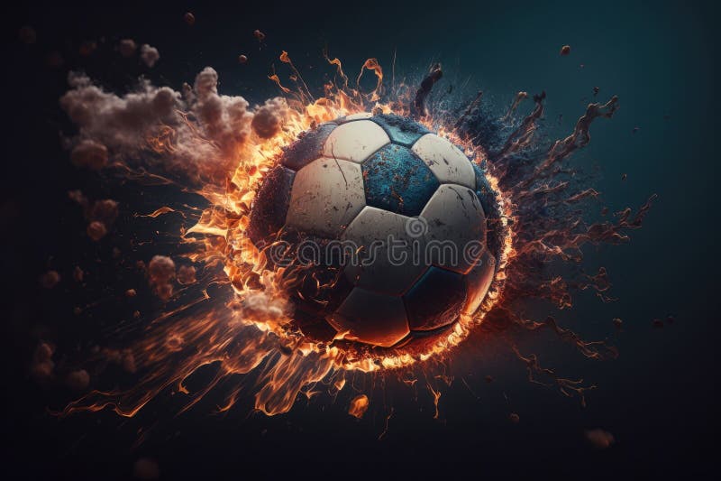 Soccer Ball on Fire. Illustration AI Generative Stock Illustration ...