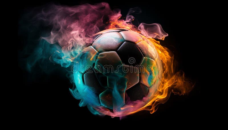 Soccer Ball on Fire, Motion and Heat Create Abstract Design Generated ...
