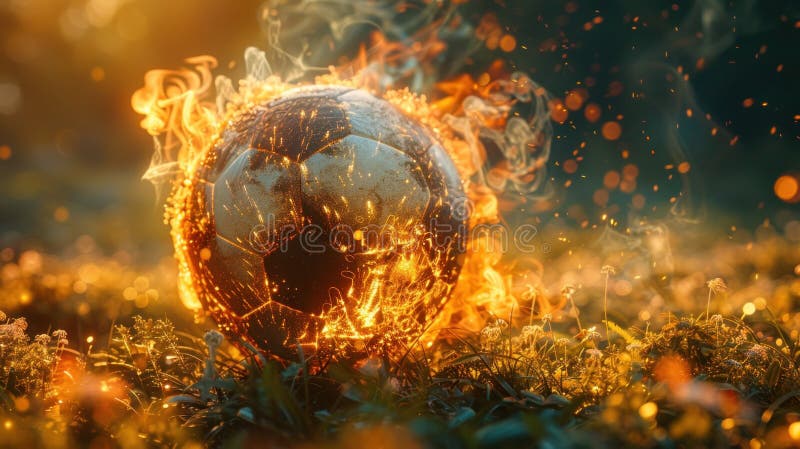 Soccer Ball on Fire Scoring a Goal in Match Stock Photo - Image of ...