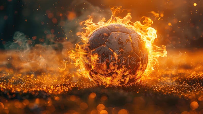 Soccer Ball on Fire Scoring a Goal in Match Stock Photo - Image of ...