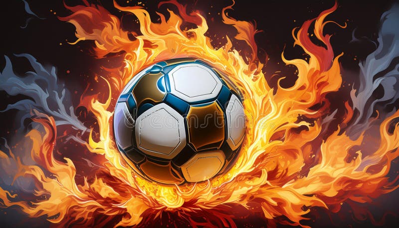 A Soccer Ball is on Fire and Surrounded by Flames Stock Illustration ...