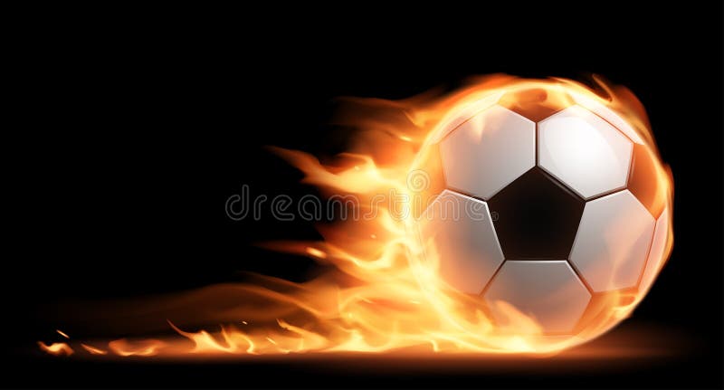 Soccer ball on fire stock vector. Illustration of color - 62348317