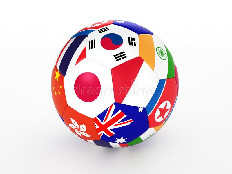 Soccer Ball with Flags of the Asian Countries Stock Illustration ...
