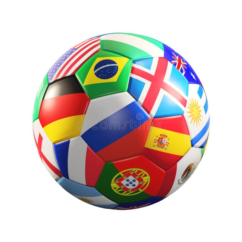 Soccer Ball with Flags 3d Rendering Stock Illustration - Illustration ...