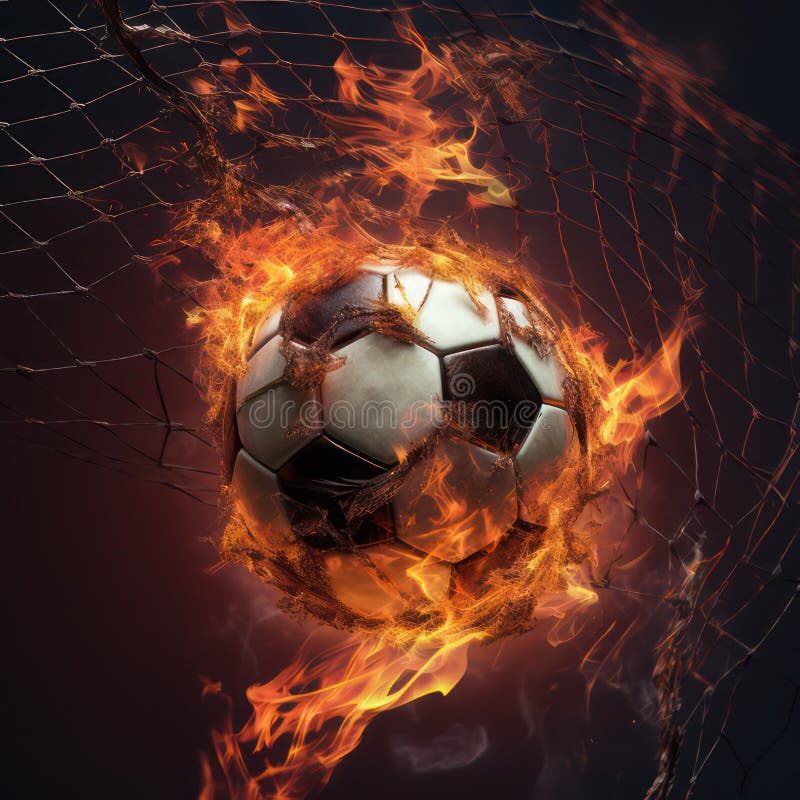Soccer Ball in Flames Created with Generative AI Stock Illustration ...