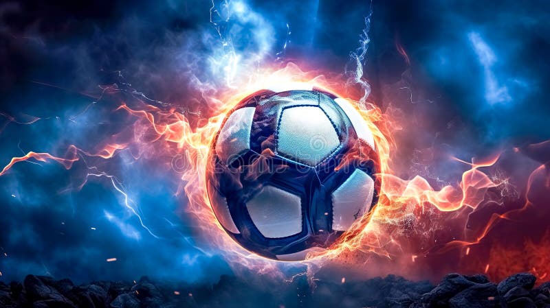 Soccer Ball in Flash Energy from Lightning Stock Illustration ...