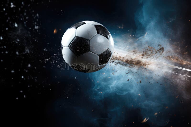 Soccer Ball Flying and Leaving a Trail of Fire Stock Image - Image of ...