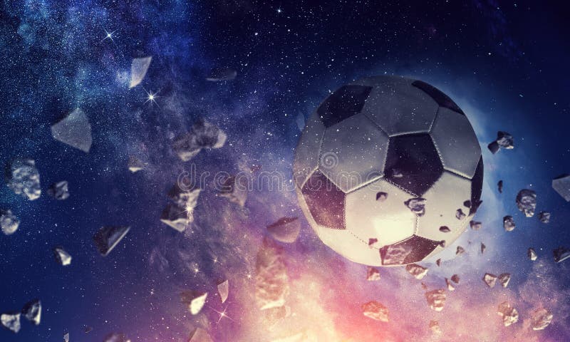 Soccer ball in cosmos stock photo. Image of cosmos, purple - 125148462