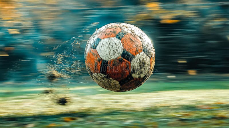 Soccer Ball is Flying through the Air, with a Blurry Background Stock ...