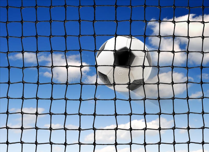 Soccer Ball Flying into the Gate Stock Photo - Image of gate, leisure ...