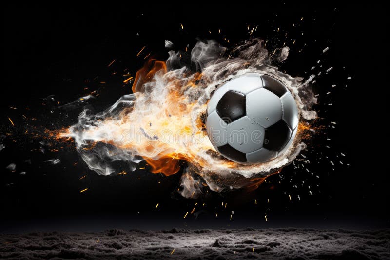 Soccer Ball Flying and Leaving a Trail of Fire Stock Image - Image of ...