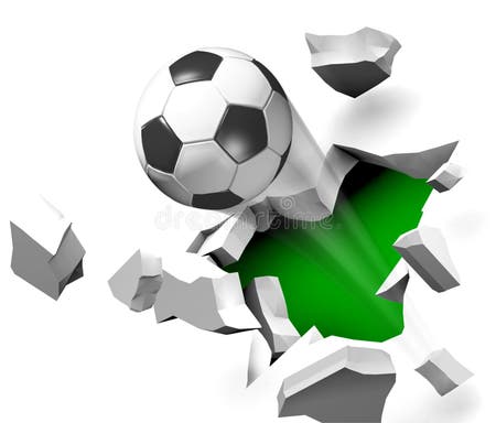 Soccer Ball Flying through the Wall. Stock Illustration - Illustration ...