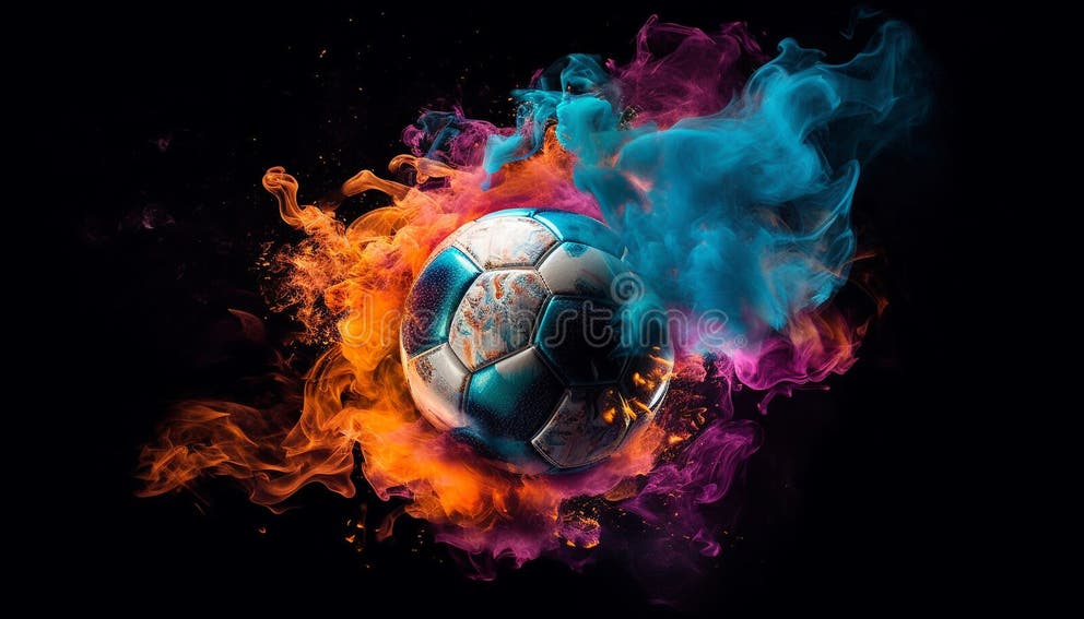 Soccer Ball Glowing with Heat, Exploding in Fiery Competition Generated ...