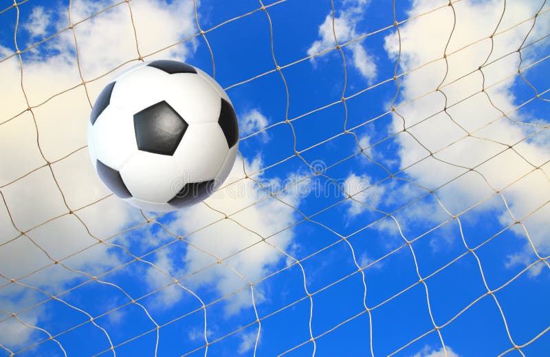 Soccer ball in goal stock photo. Image of kickoff, meadow - 30870928